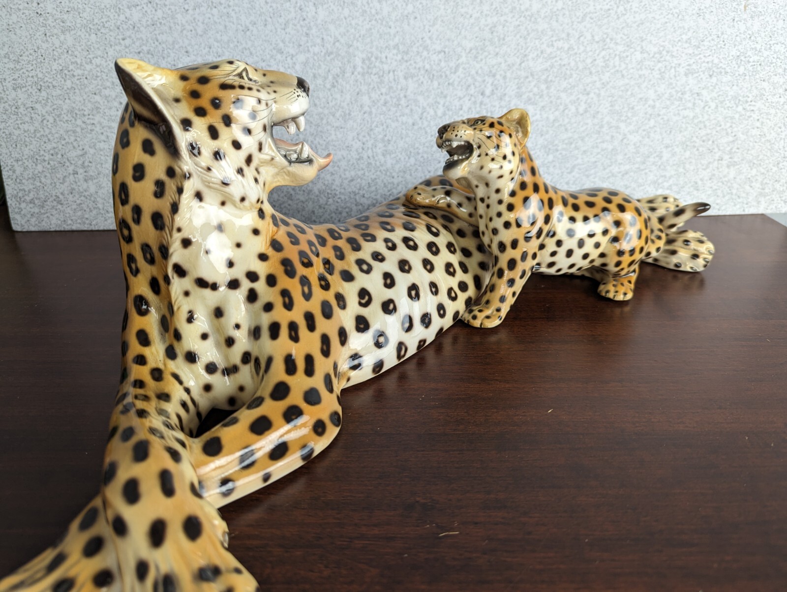 Vintage Ronzan Leopard Figurine Resting Attacking Cub Statue Made in ...