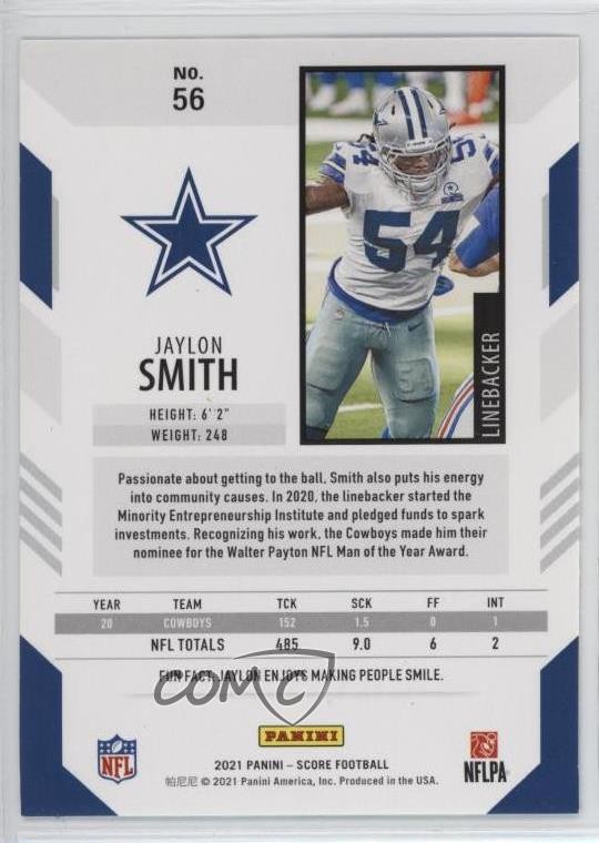 2021 Score Red Jaylon Smith #56 | eBay