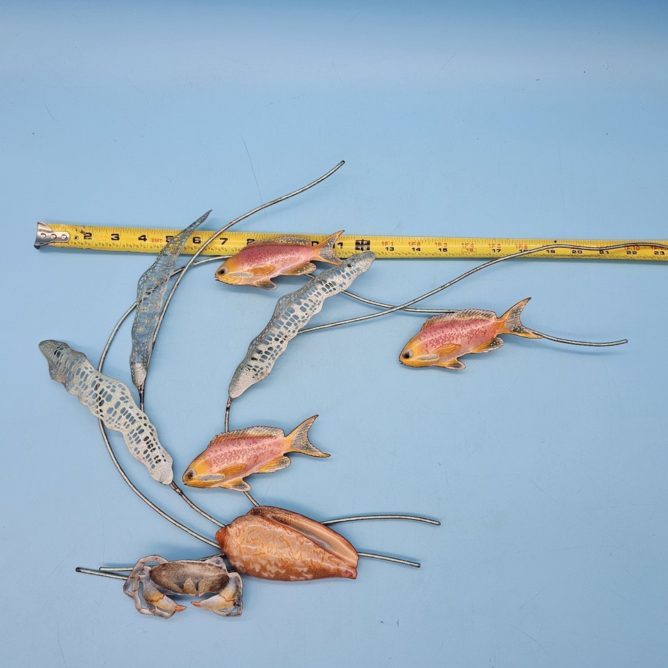 Bovano of Cheshire Enameled Metal Sculpture Wall Art Tropical Fish Crab ...