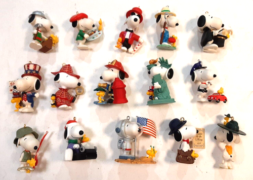 15 Hallmark SNOOPY Ornaments Fire Police Liberty Astronaut Artist Etc ...