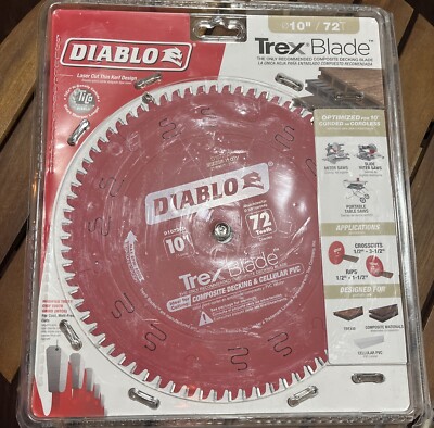 Diablo Trex Blade 10in 72 Teeth Composite Decking Circular Blade ...