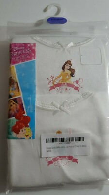 Disney Princess Belle and Cinderella Girls 2pk Vests 100% Cotton Size ...