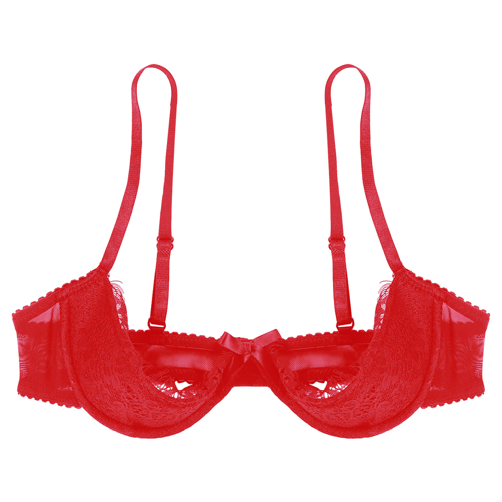 Women's Sexy 1/4 Cup Push Up Shelf Bra Underwired Tops Padded Lace Trim ...