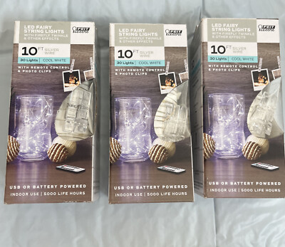 Feit EleC.30-Light 10 ft. Indoor LED Silver Wire Cool White USB or ...