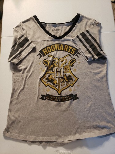 Women's V Neck Harry Potter Hogwarts Crest Top - Gem