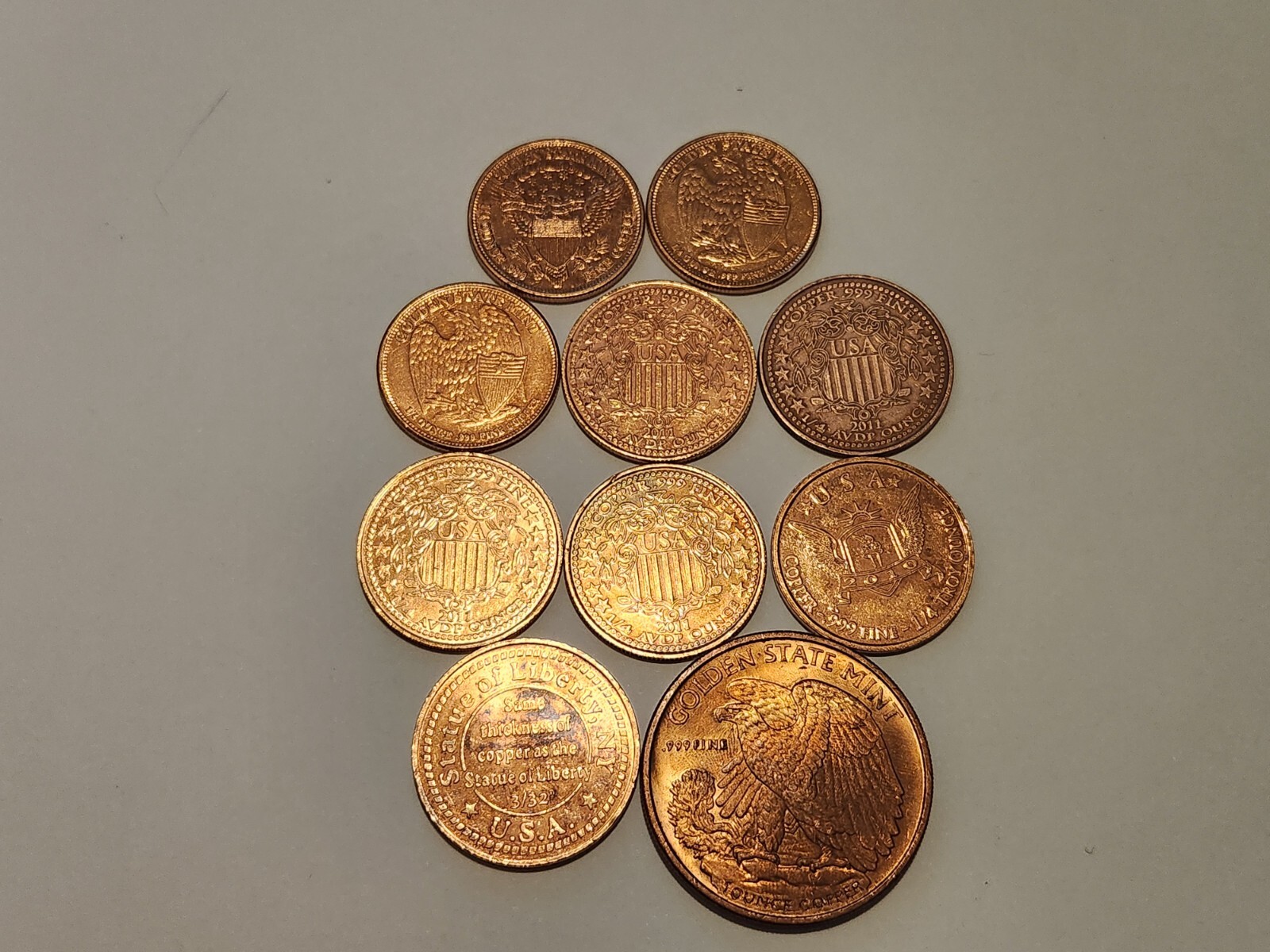 Copper Coin / Token Lot - Statue Of Liberty, US Coin Similarities - 10 ...