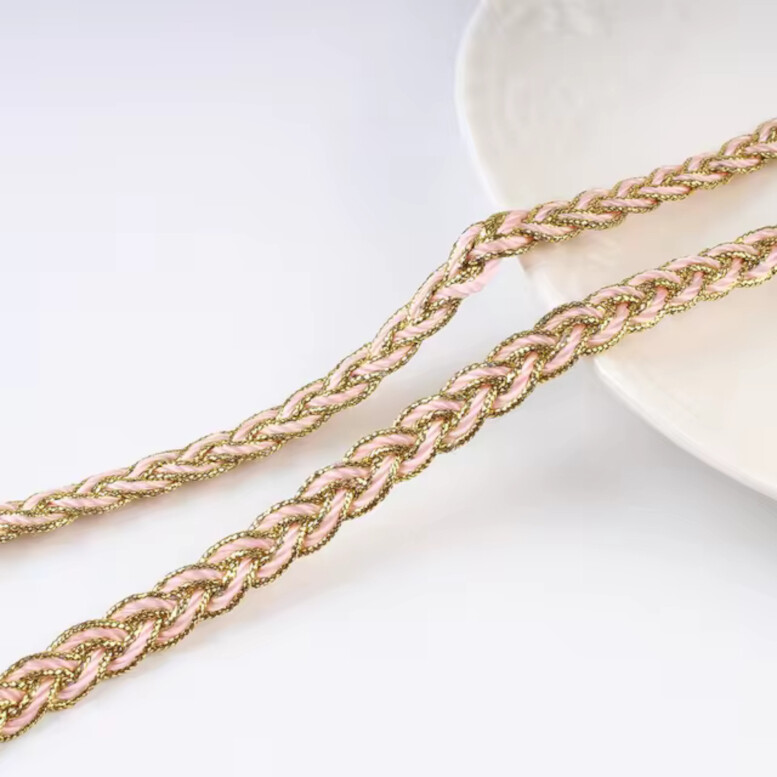 ab 1m Geflochtene Borte glänzend 8mm breit Farbauswahl Lurex Leonisch ...