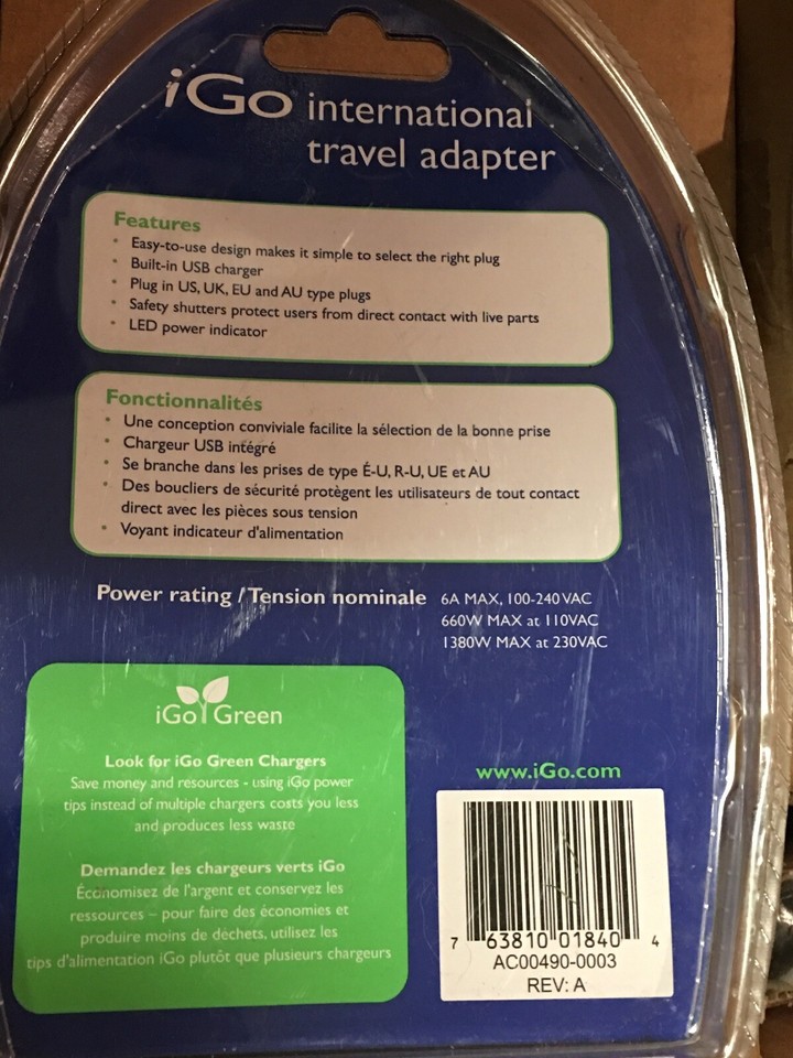 i Go Travel Adapter, International Adapter For US Europe, UK, & AU; New ...