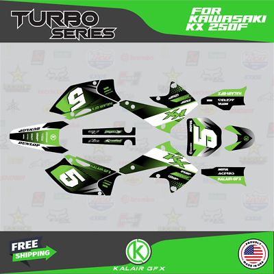 Graphics Kit for Kawasaki KX250F (2004-2005) KX 250F Turbo Series-Green ...