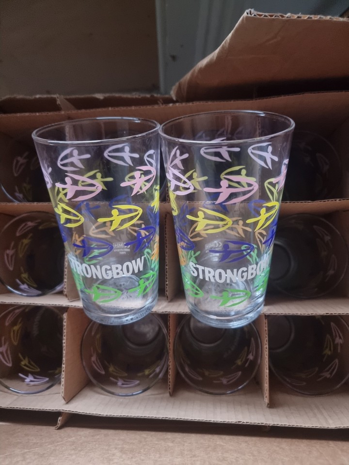 12x Strongbow Cider Pint Glasses Brand New Branded Colorful Strongbow ...