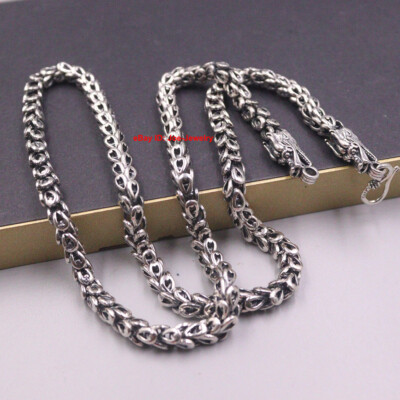Real 925 Sterling Silver Necklace 6mm Dragon Link Chain Men's Necklace ...