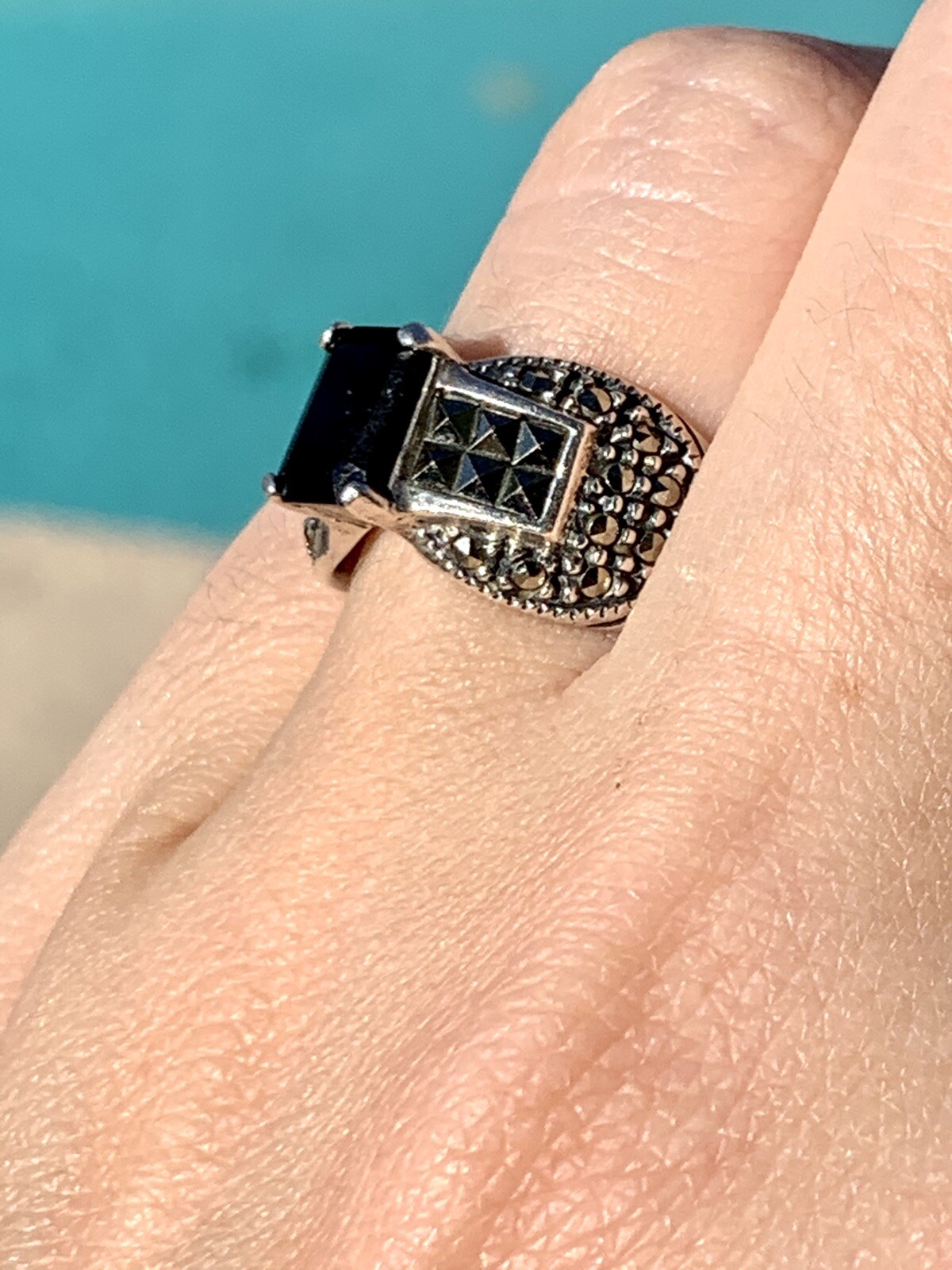 925 Sterling Silver Designer Judith Jack Marcasite And Onyx Ring | eBay