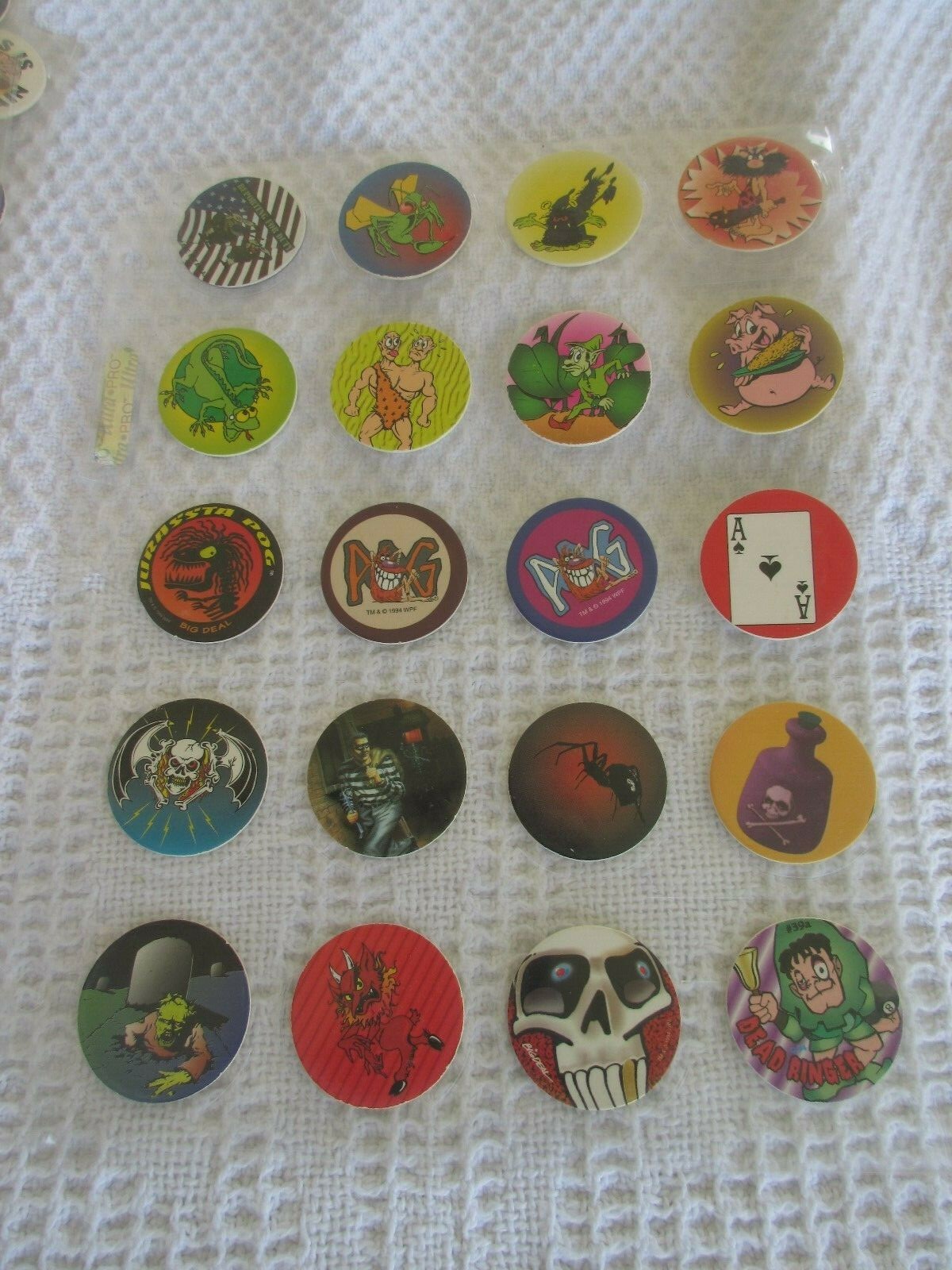 Pogs Lot Of 80 Poison, 8 ball, skulls misc. + Holders | eBay