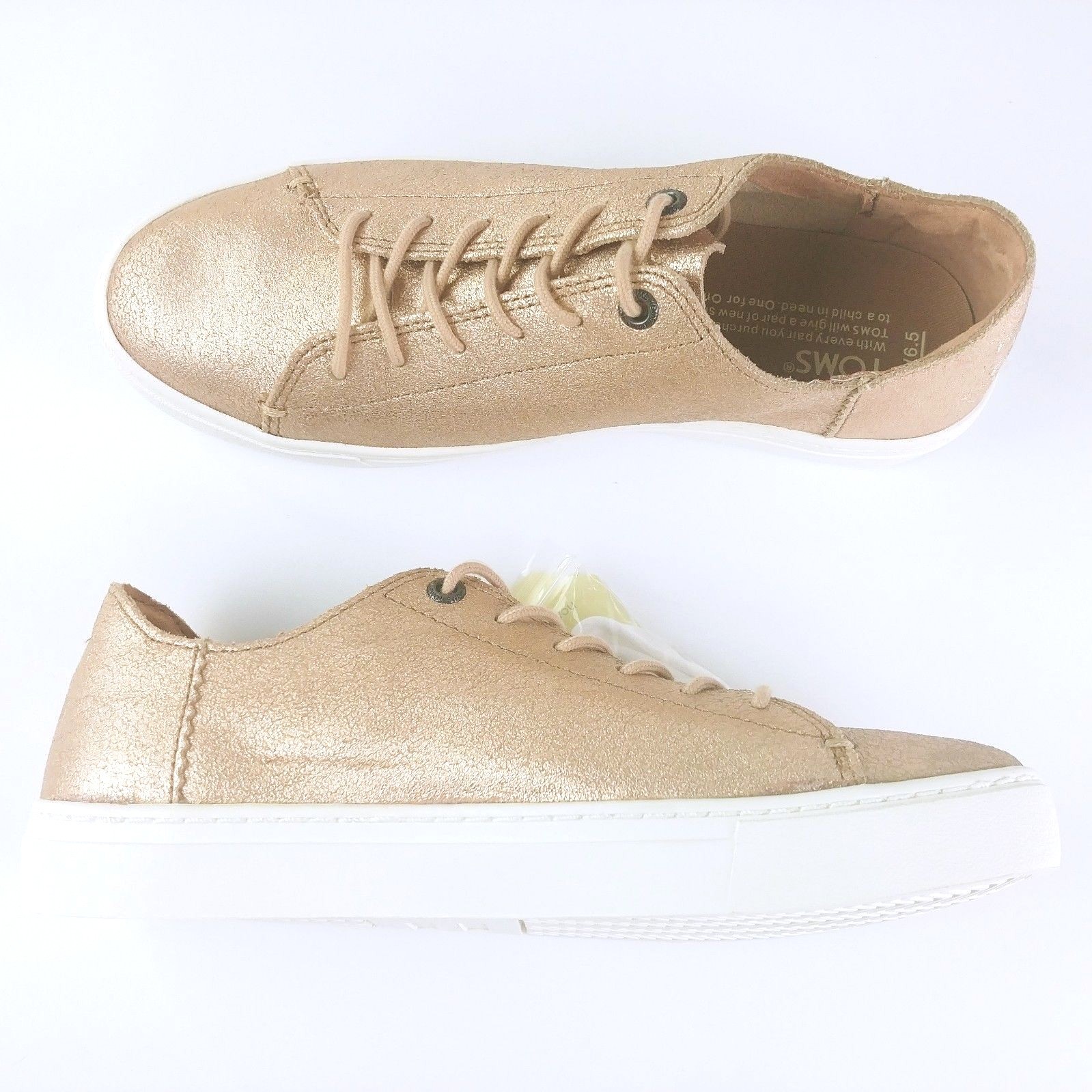 TOMS Rose Gold Metallic Leather Lenox Sneakers Shoes Style 10011309 NIB ...