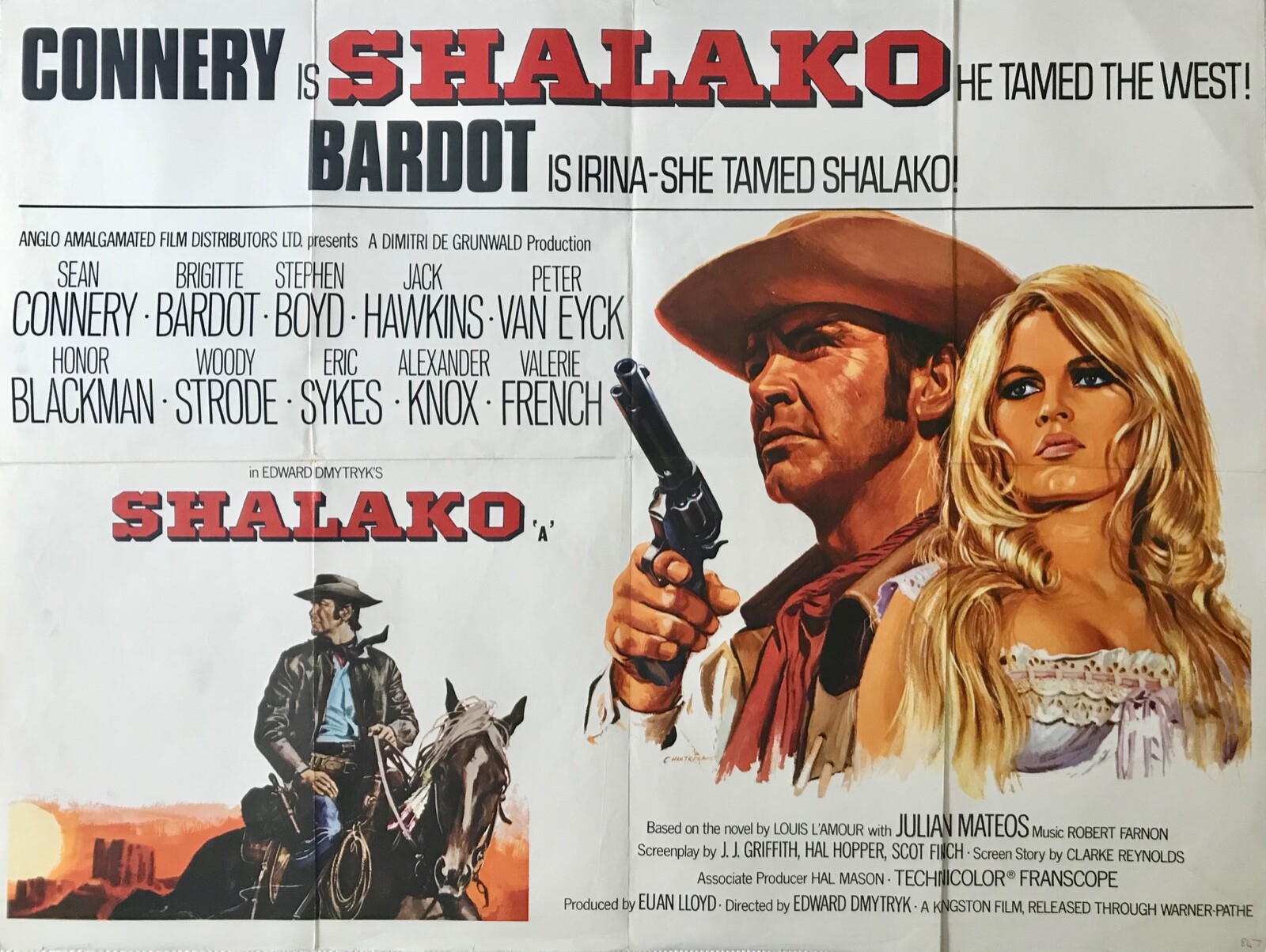 Shalako 1968 Original Quad Poster Sean Connery Brigitte Bardot Tom ...