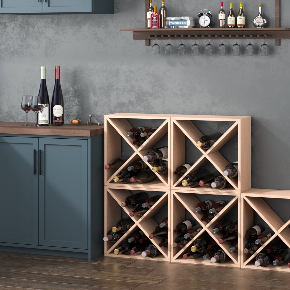 48 Bottle Wine Rack Stackable Compact Cellar Cube Bar Wine Storage ...