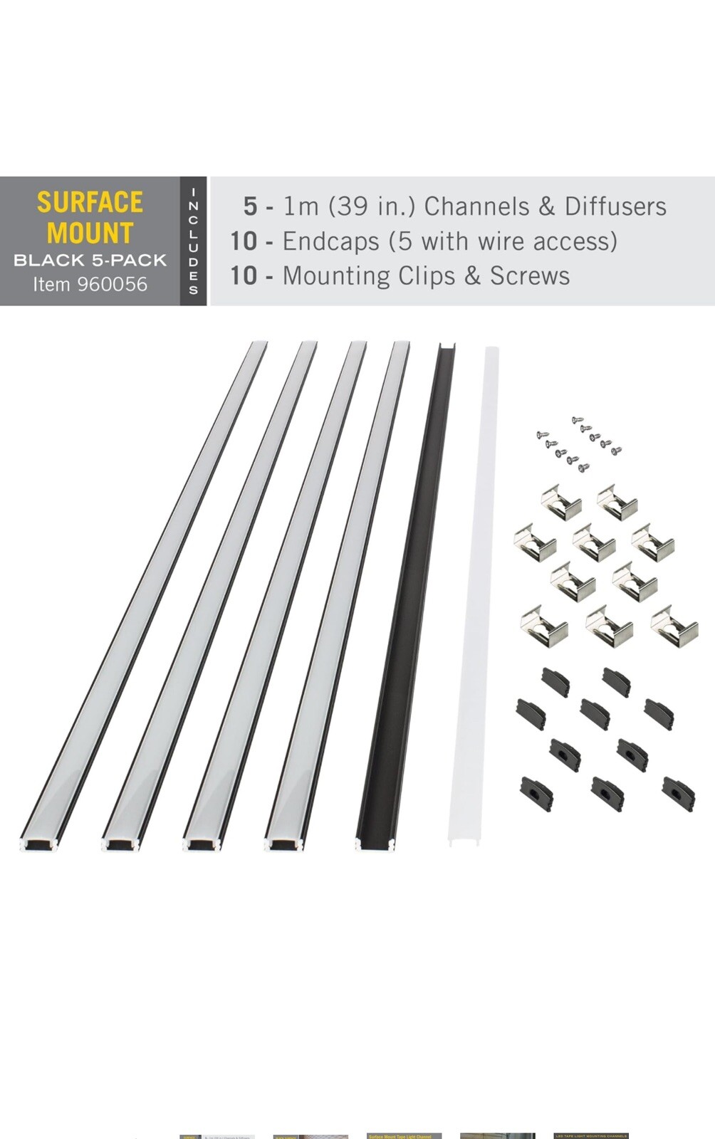 Armacost Lighting Surface Mount LED Tape Light Mounting Channel 5-Pack ...