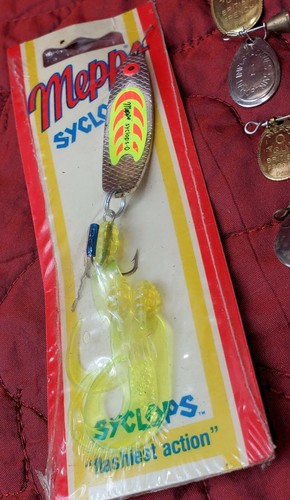 Vintage Mepps Syclops #3 Chartreuse New & 5 Spinner Fishing Lures Hooks ...