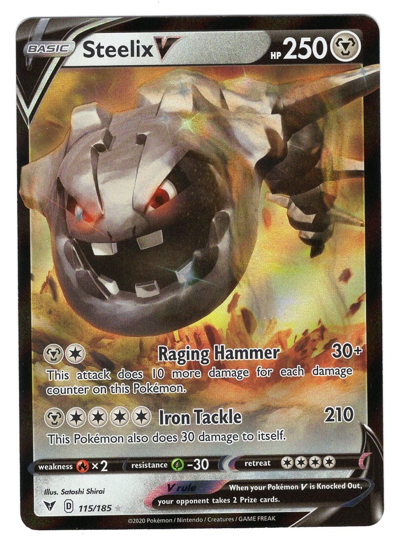 Pokémon TCG Steelix V Sword & Shield Vivid Voltage 115/185 Ultra Holo ...