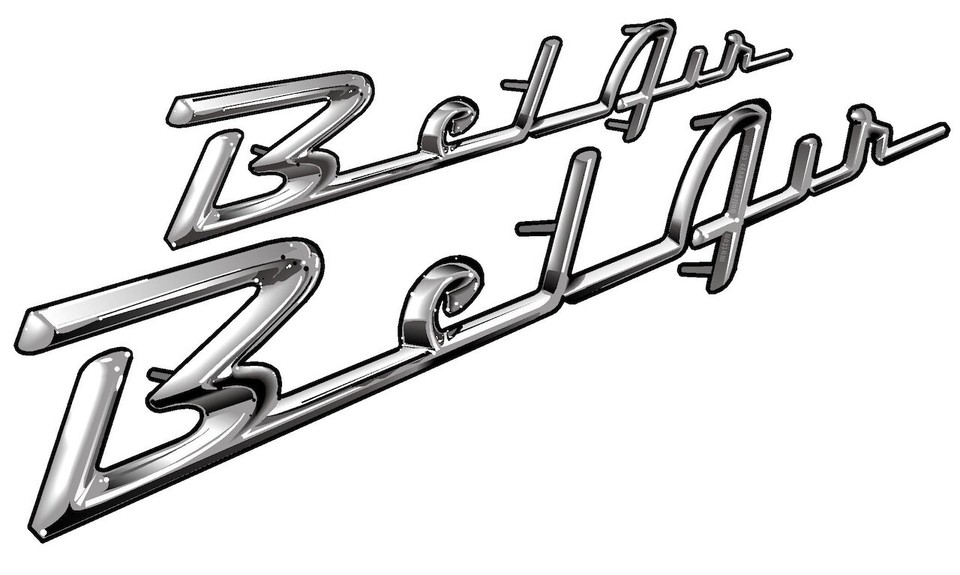 1955-1956 Chevy Bel Air Chrome Scripts, Pair 55 56 Chevrolet | Right