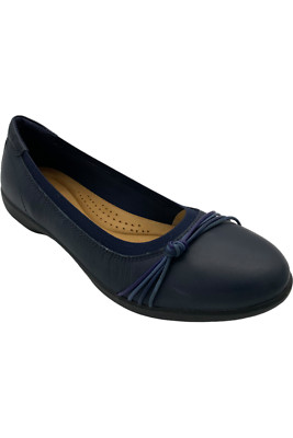 Clarks Collection Leather Ballet Flats Meadow Rae Navy Leather | eBay