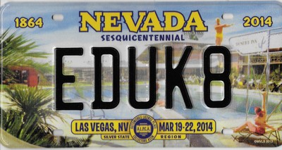 NEVADA NILPS CONVENTION 2014 SOUVENIR LICENSE PLATE # EDUK8 EDUCATE | eBay