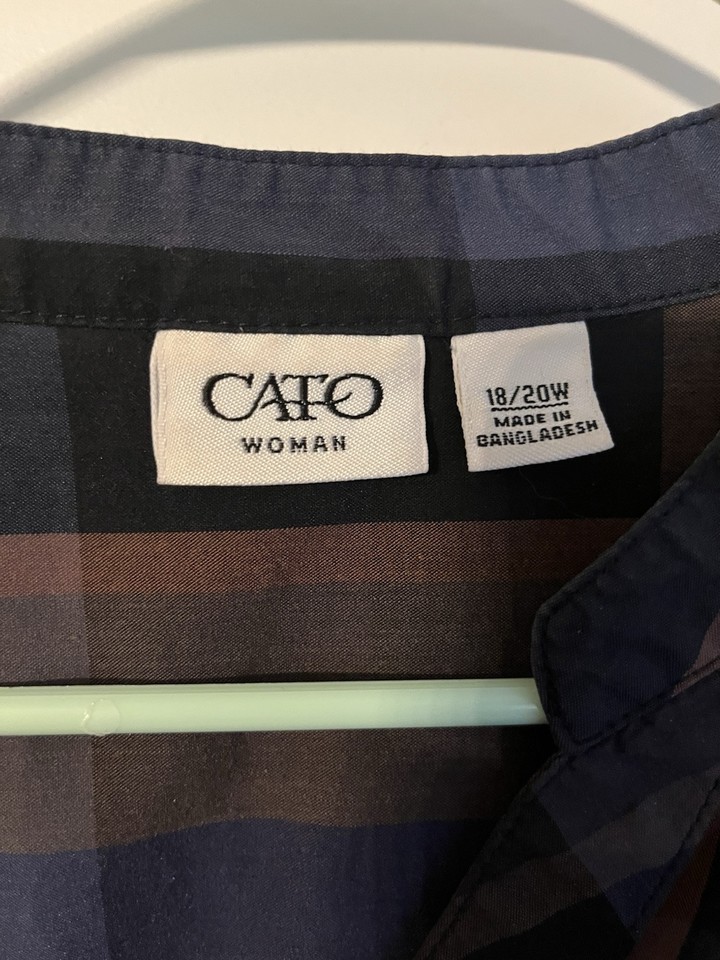 CATO, Blue and Brown Plaid, Button-Up Shirt 18/20 | eBay
