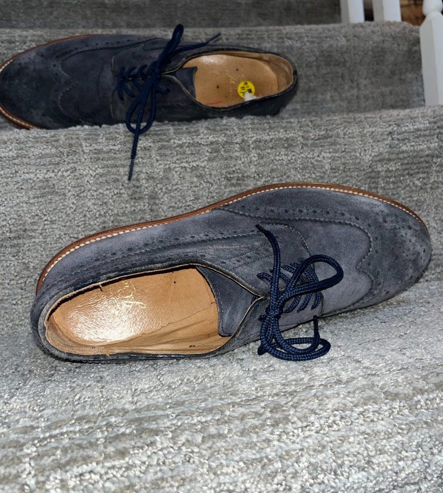 J CREW Shoes Mens Size 11.5 Kenton SET Wingtips Navy Blue Suede Oxford ...