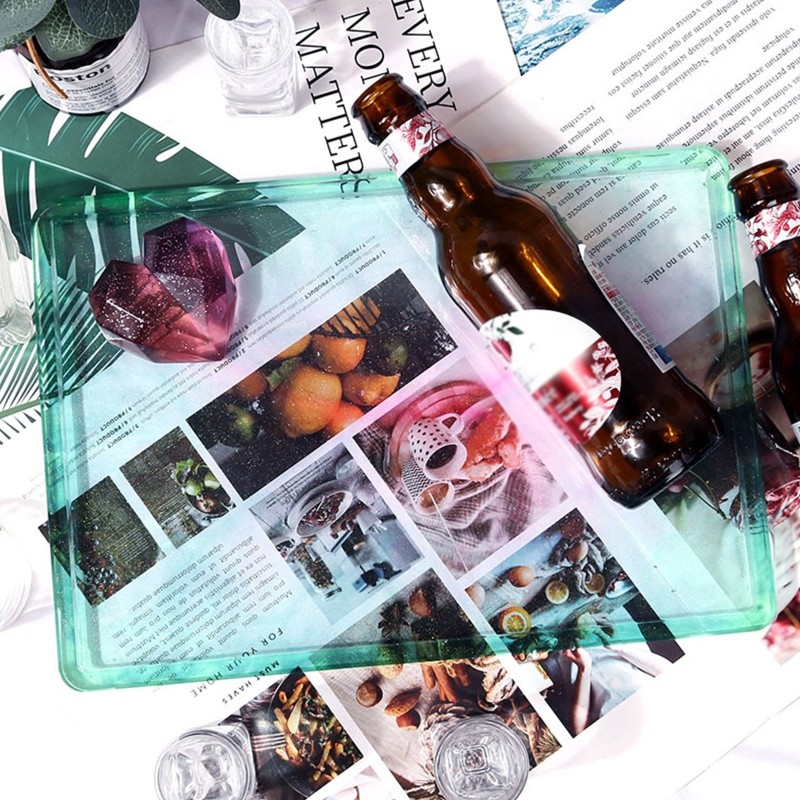 Rectangle Tray UV Crystal Epoxy Mold Serving Plate Resin Silicone Mould ...