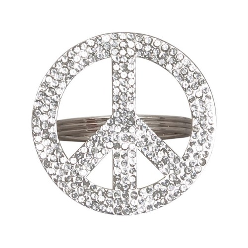 Rhinestone Classic PEACE Sign Holiday Crystal Napkin Rings Set 4 NIP ...