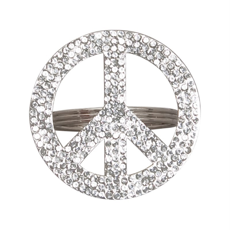 Rhinestone Classic PEACE Sign Holiday Crystal Napkin Rings Set 4 NIP ...