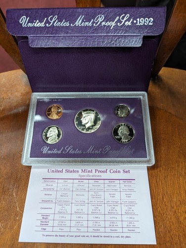 1992 US Mint Proof Set (5) Coins Original Nice OGP with case Authentic Vintage | eBay