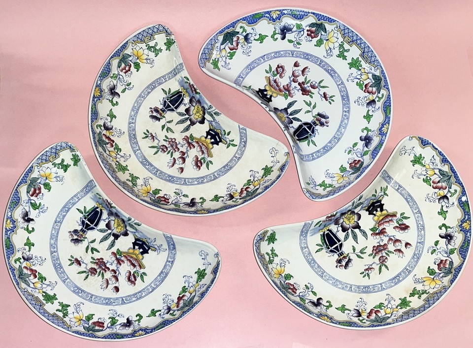 Minton Made in England Poonah Pattern Crescent Salad Plate Set of 6 ...