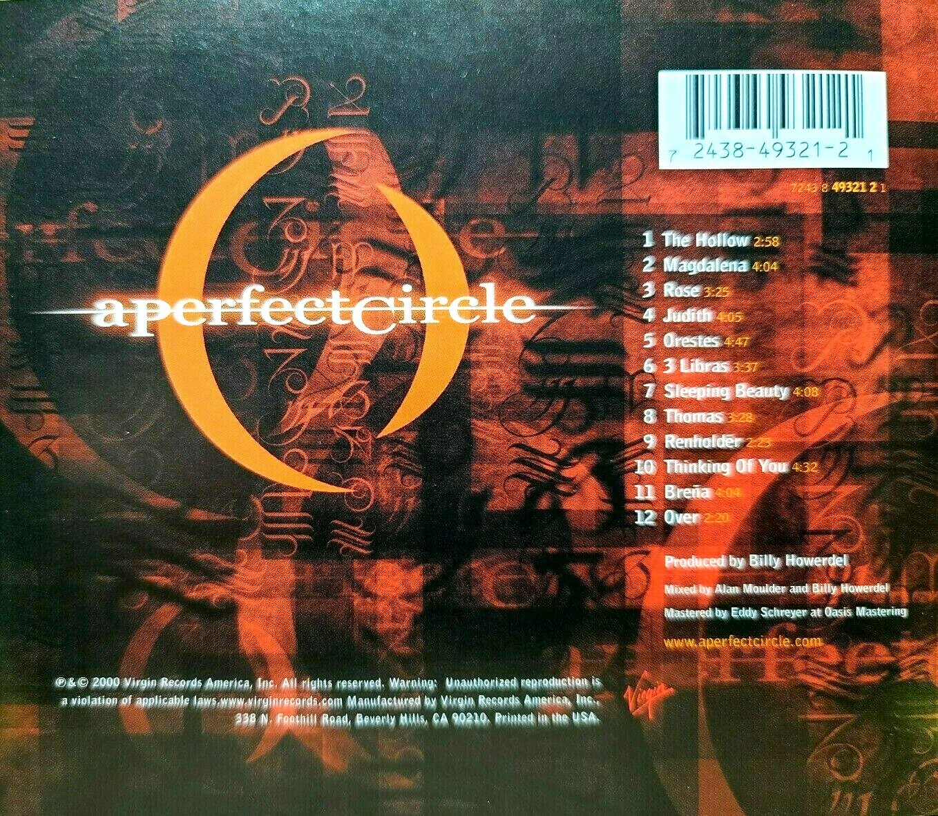 Mer de Noms [Clean] [Edited] by A Perfect Circle (CD, May-2000, Virgin ...