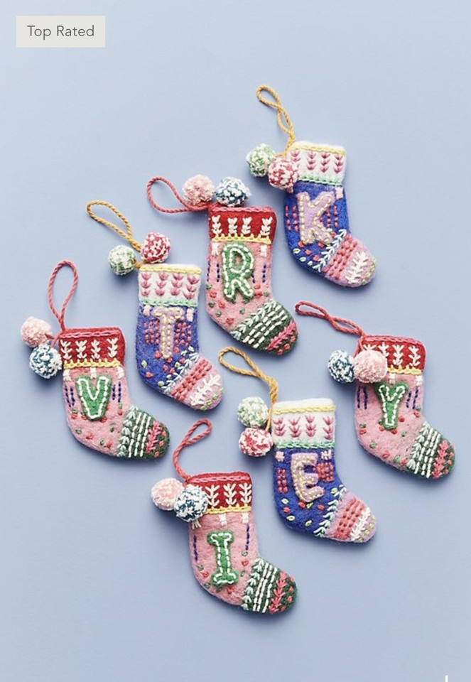 NEW!! Anthroplogie Bundled-Up Monogram Ornament Mitten Hat House ...