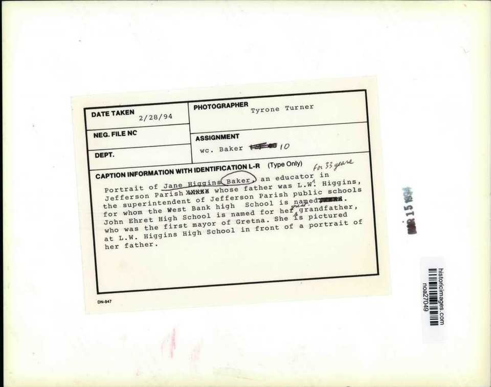1994 Press Photo L.W. Higgins High School - Jane Higgins Baker ...