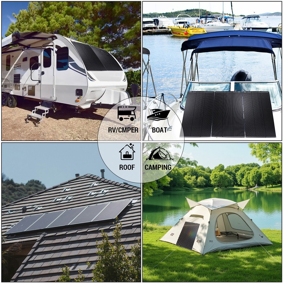 100W Mono Solar Panel Kit High Efficiency Home RV Rooftop Camping Off ...