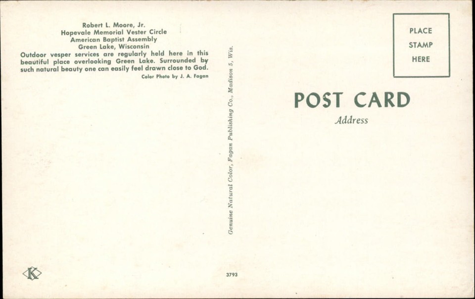 Wisconsin Green Lake Hopevale Memorial Vesper Circle ~ postcard sku987 ...