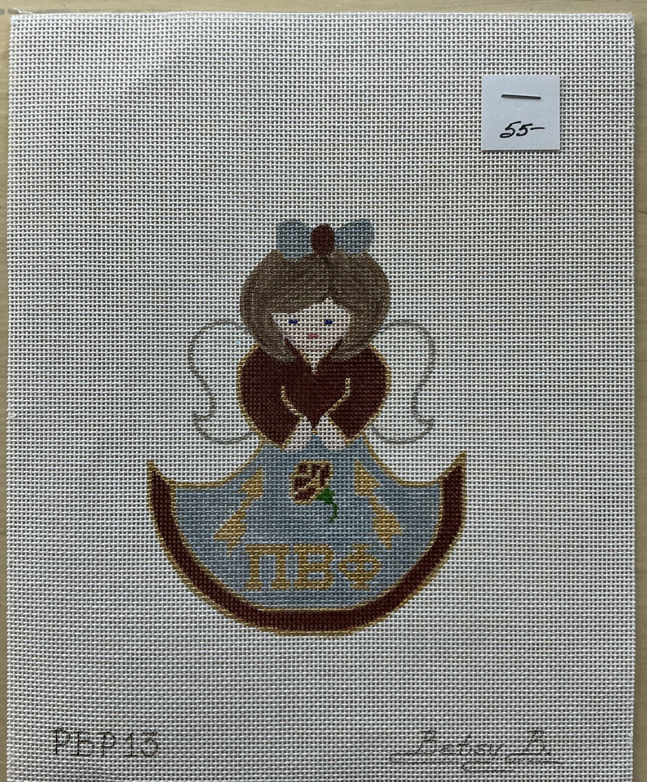 Pi Beta Phi Sorority Handpainted Needlepoint Canvas Christmas Angel ...