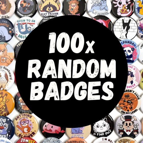 100 x Random Badges Buttons Pins Wholesale Lot Markets Stocking ...