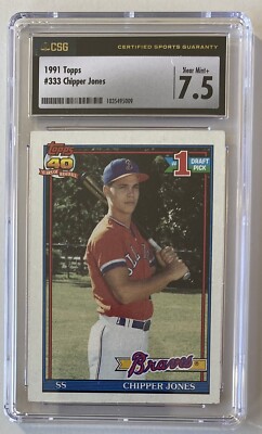 Chipper Jones Topps #333, 1991, CSG 7.5 Rookie Card | eBay