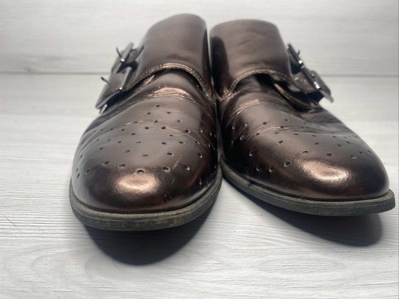 Clarks Flat Shoes Womens Size Size 5 Shiny Leather Low Heel Buckle Monk ...