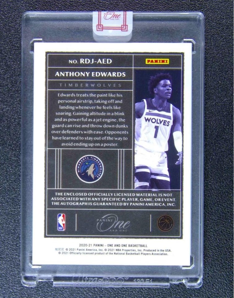 2020-21 Panini One And One ANTHONY EDWARDS Prime Dual Patch Auto RC RPA ...