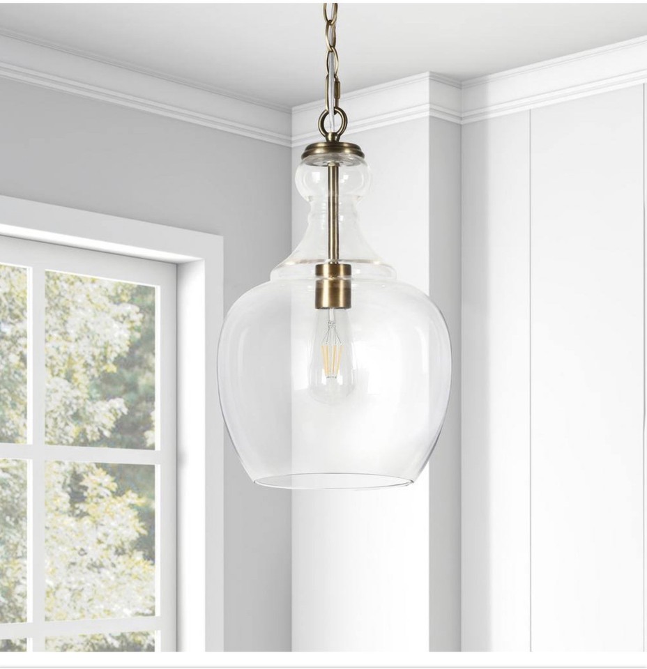 Meyer&Cross Verona 1-Light Brass Pendant with Clear Glass Shade- New | eBay