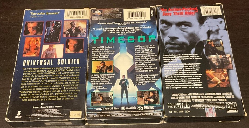 Jean Claude Van Damme VHS Lot Of 3: Time Cop, Universal Soldier ...