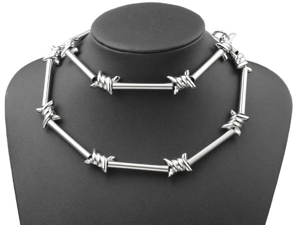 Punk Rock Emo Goth Silver Barbed Wire Chain Necklace or Pant Chain - 29 ...