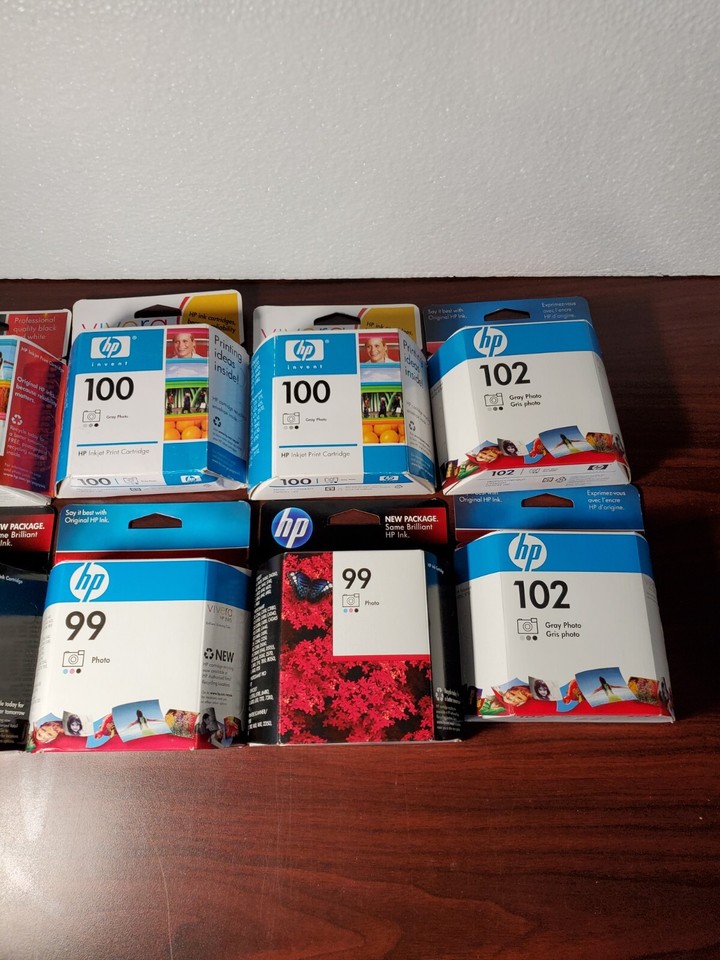 Lot of 9 Genuine NEW HP INKS 3x 99 3x 100 3x 102 INK CART SEALED ...
