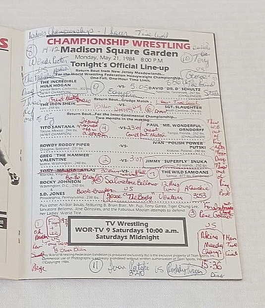 1984 WWF Wrestling Arena Program House Show MSG Match Sheet #112 Garden ...