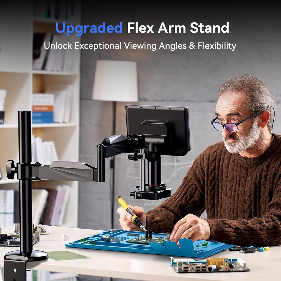 TOMLOV 8" TM4K-AF Autofocus Digital Microscope Flex Arm 4K Soldering ...