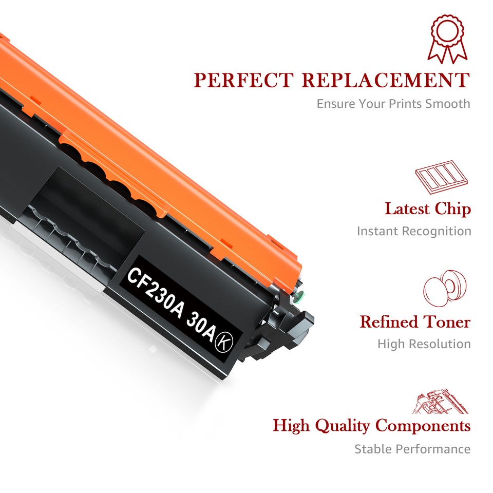 2PK Black CF230A 30A Toner Compatible With HP LaserJet Pro M203dw MFP ...
